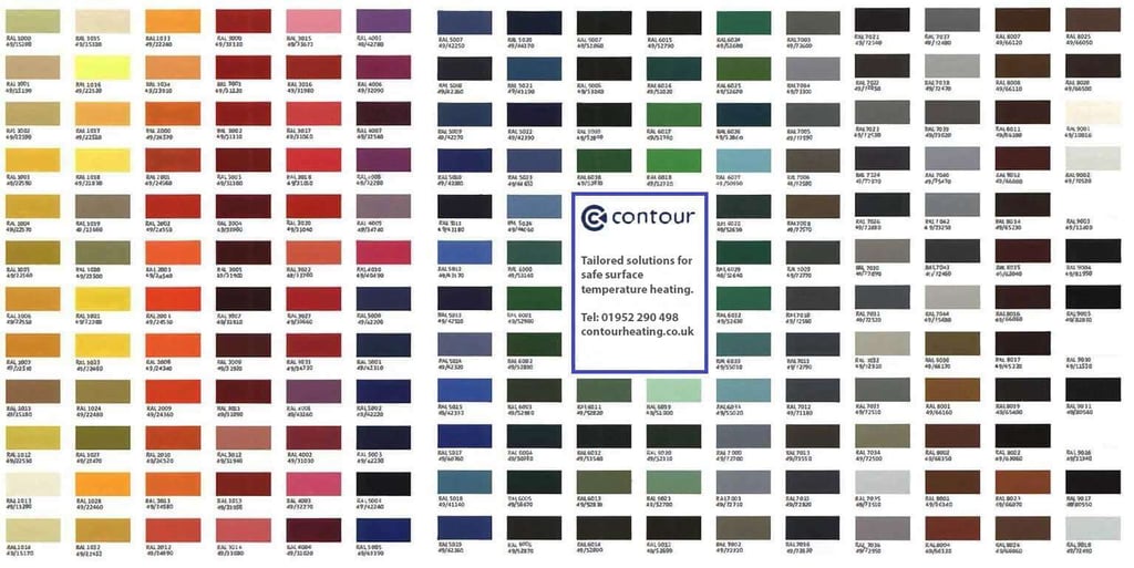 RAL Colour Chart - Contour Heating